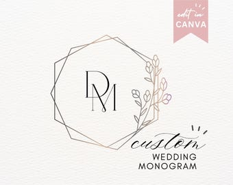 Modern Wedding Monogram Template Elegant Wedding Digital Monogram ...