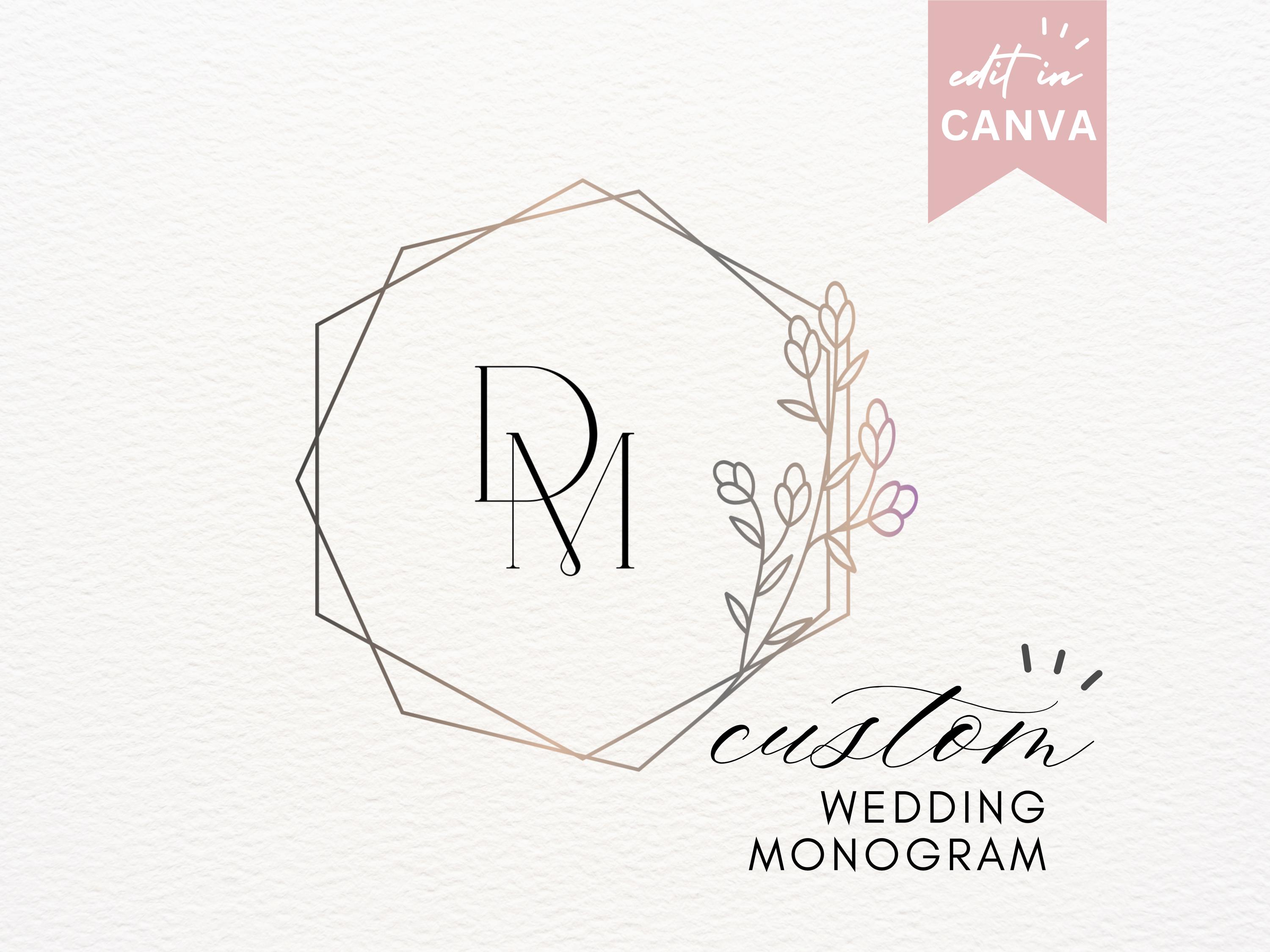 Editable Wedding Monogram Template Elegant Modern Monogram Wedding ...