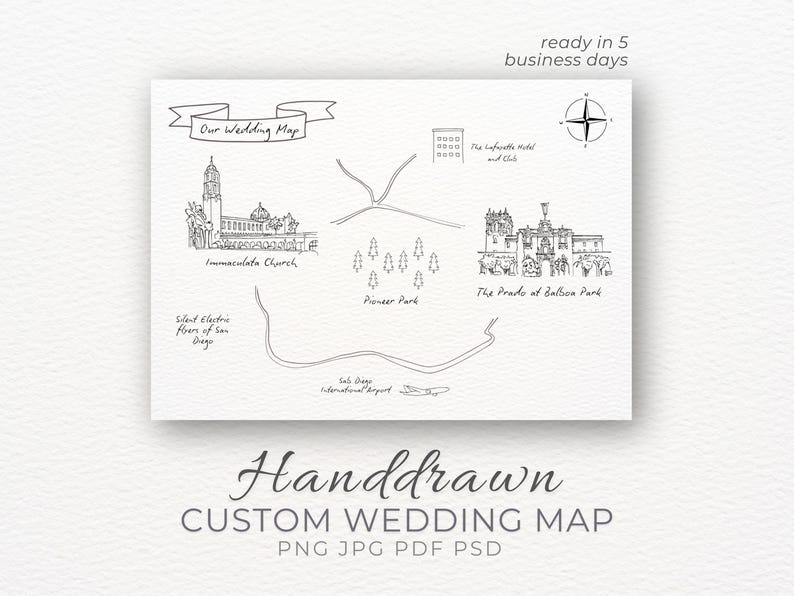 Hand-drawn Wedding Venue Map, Custom Wedding Keepsake (digital Download ...