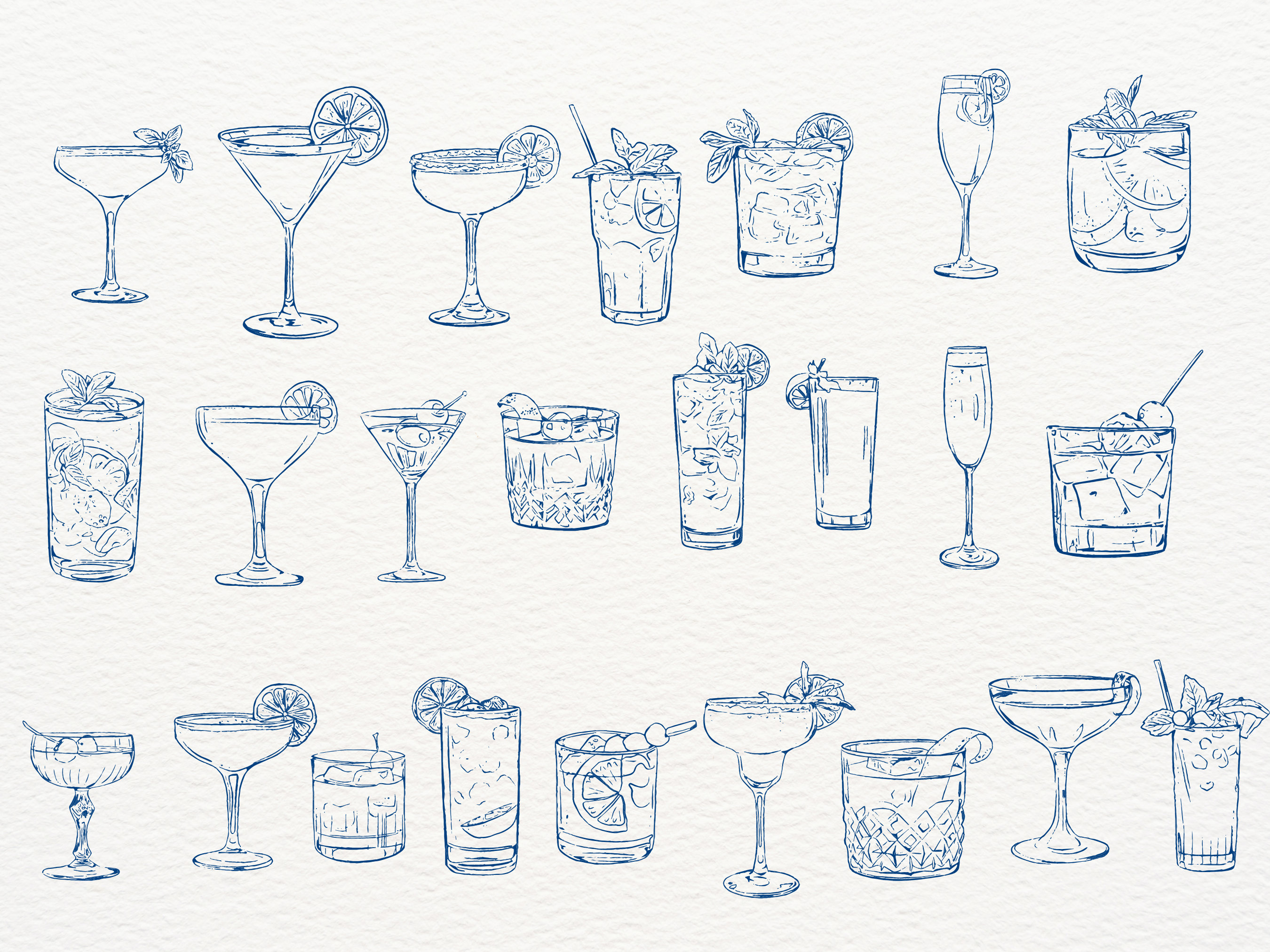 Hand Drawn Cocktail Icons Digital Cocktail Clipart Classic Drink ...