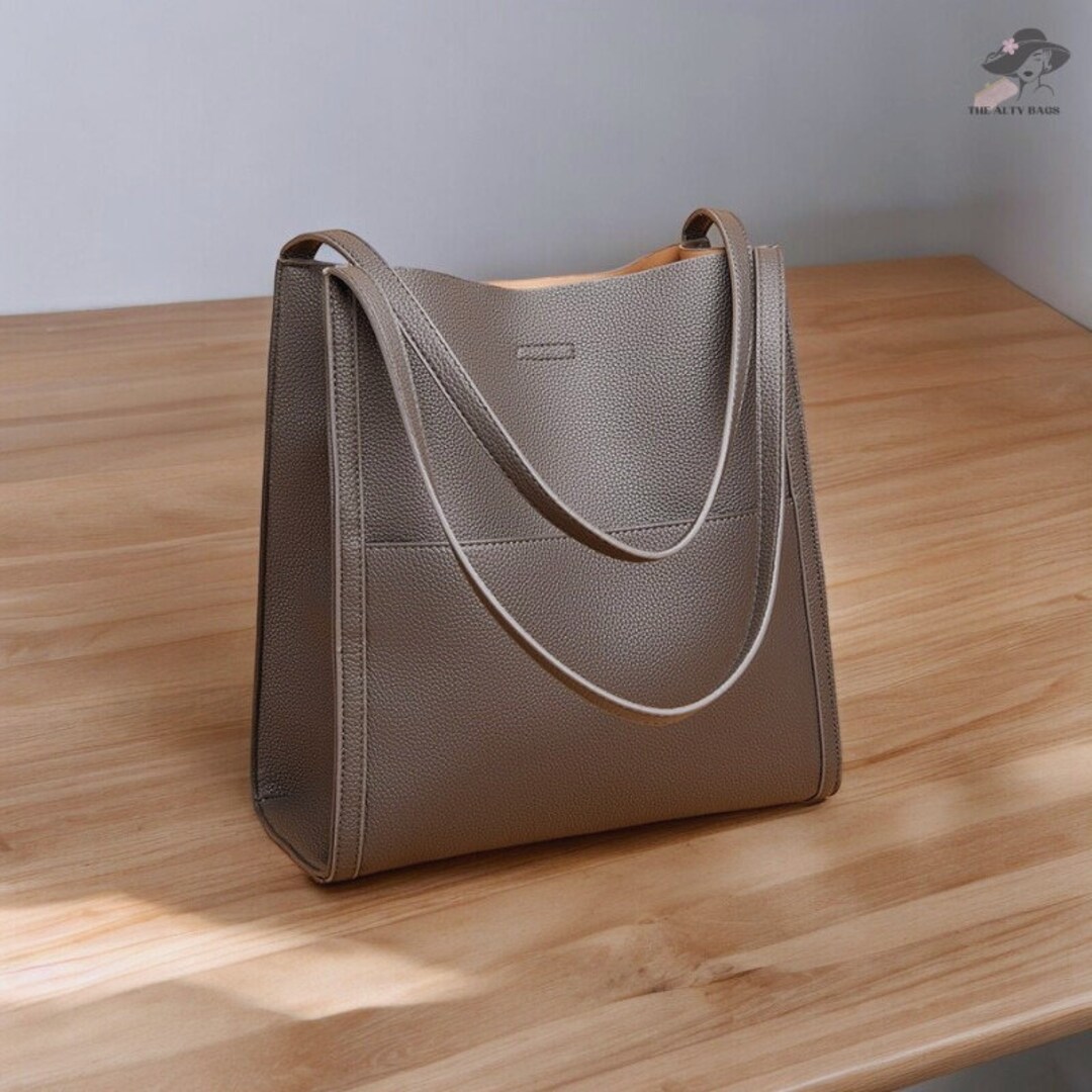 Large Leather Tote Bag, Multi-pocket Classic Purse - Etsy