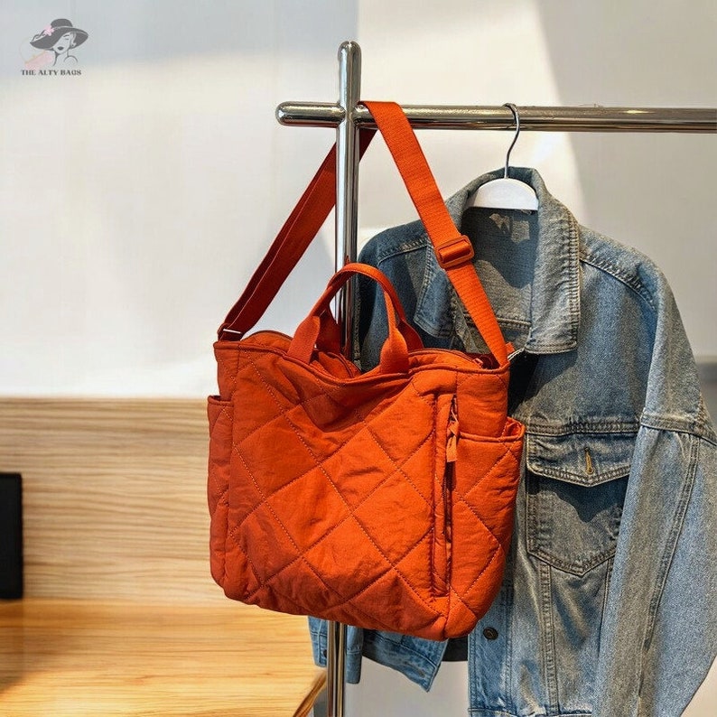 Quilted Commuter Bag, Multi-pocket Crossbody, Spacious Carry-on - Etsy