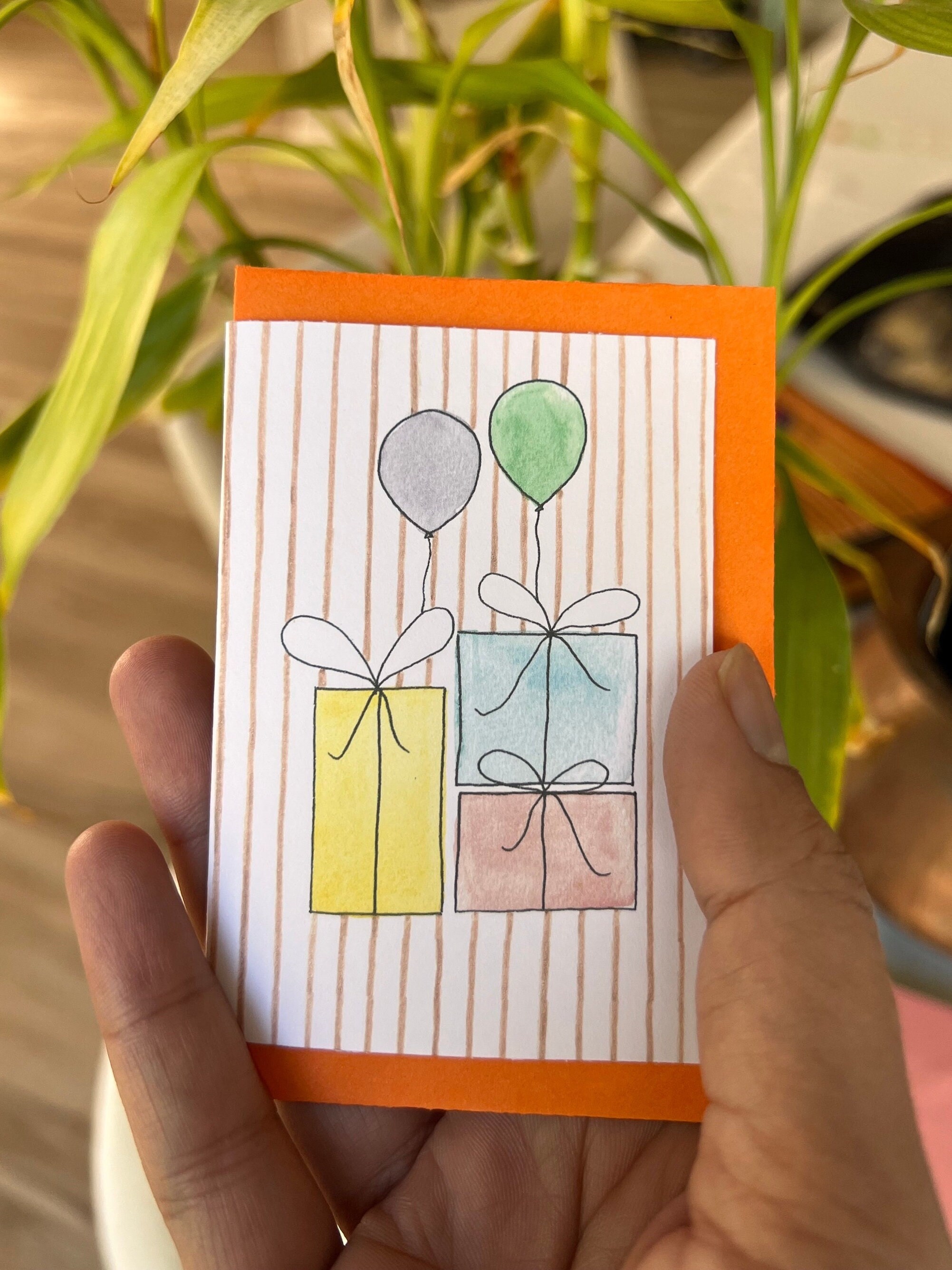 Cute Mini Cards Original Designs Painted With Watercolor, With ...