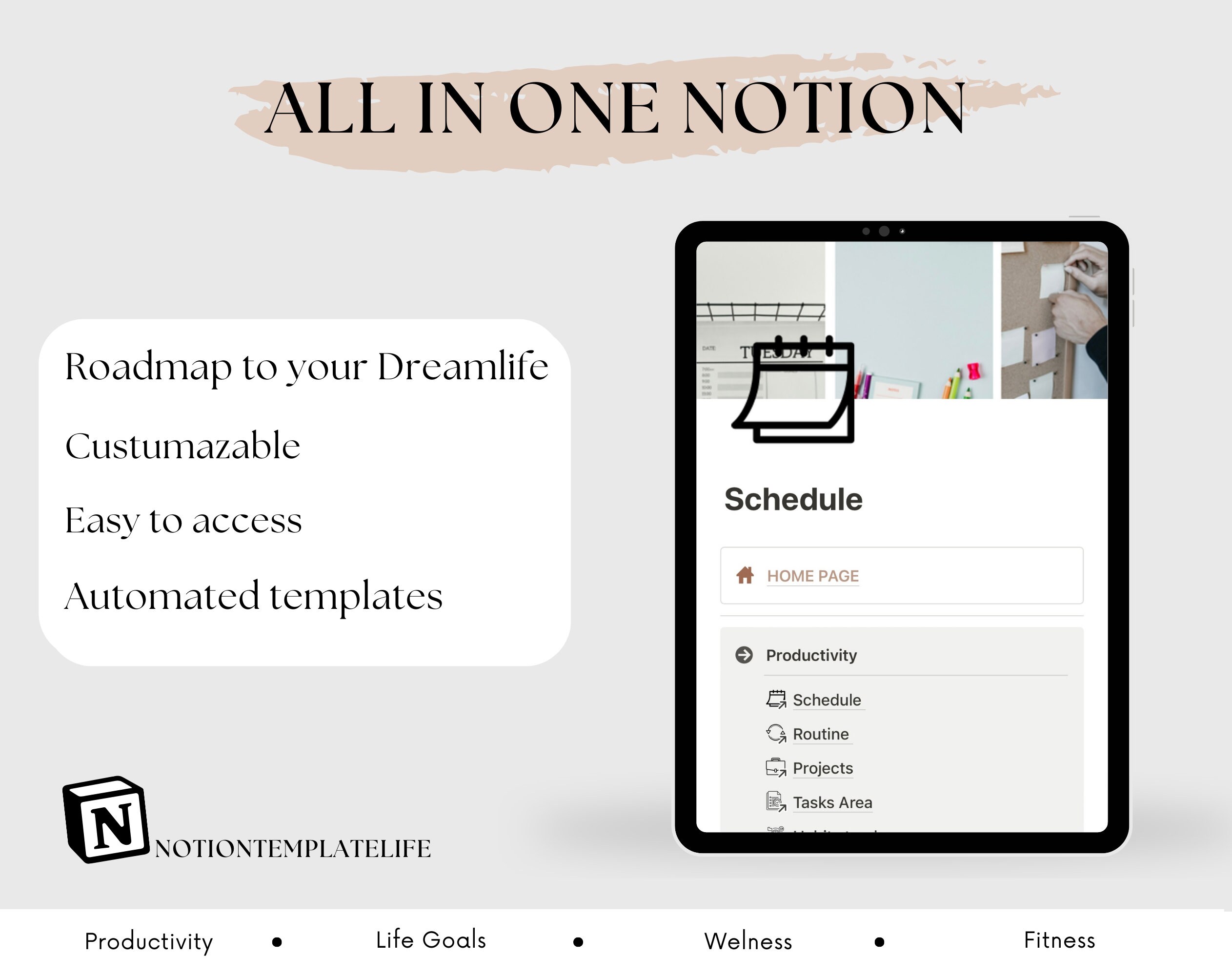Notion Template Ultimate Life Planner All in One Notion Dashboardaesthetic ADHD Planner Notion ...
