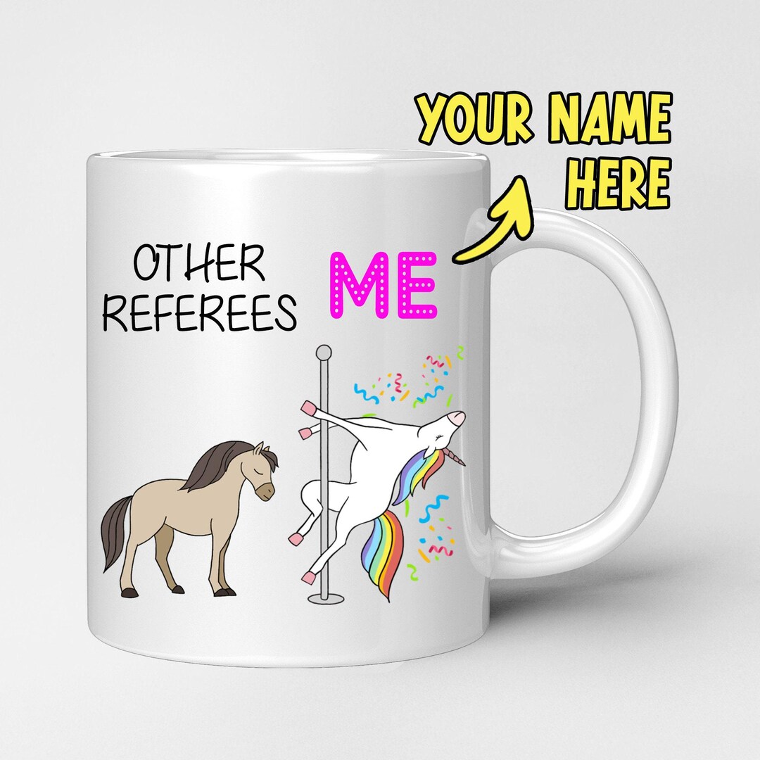 Funny Referee Gift Personalised Unicorn Mug | Custom Soccer Basketball ...