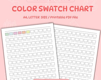 Blank Color Swatch Chart: Marker, Paint, Pencil (printable PDF) - Etsy