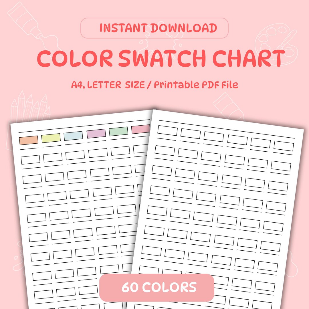 Color Swatch Chart,color Swatch Chart Printable,color Swatch Pages ...