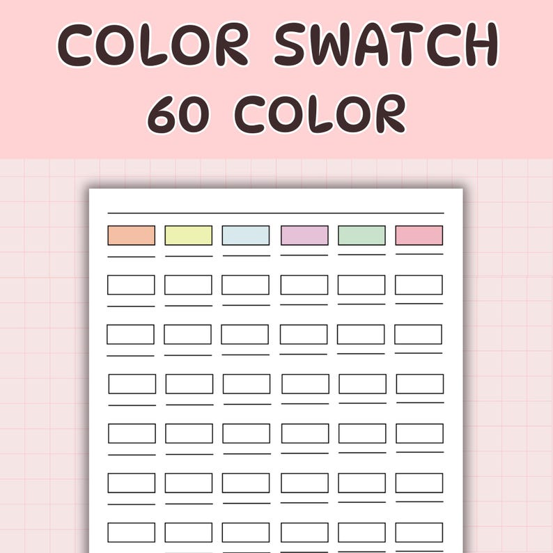 Color Swatch Chart,60color,blank Color Chart,swatch Test,color Swatch ...