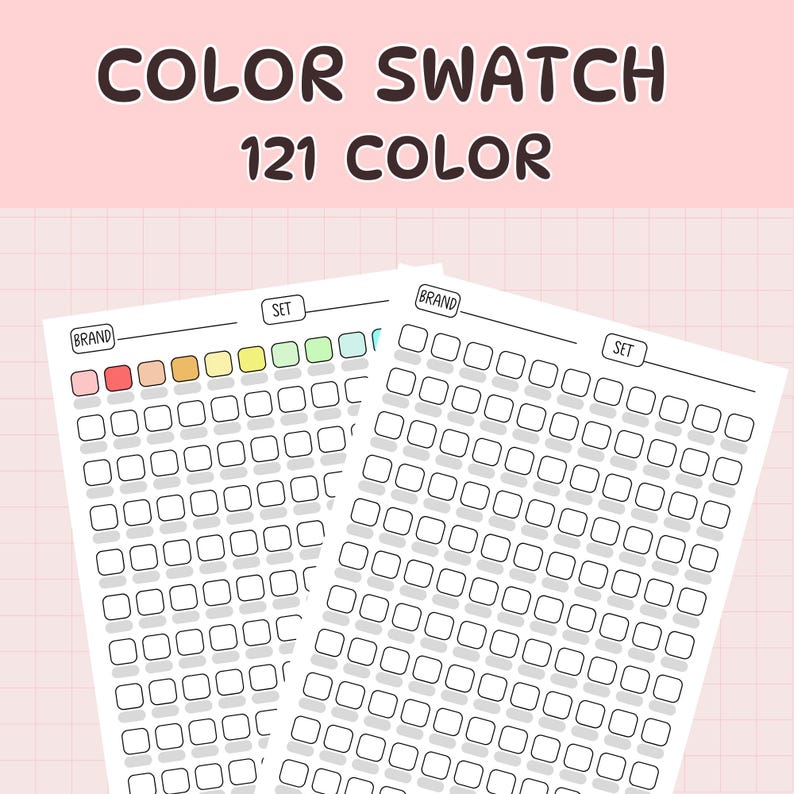 Printable Color Swatch Chart: Marker, Paint, Pencil (PDF) - Etsy