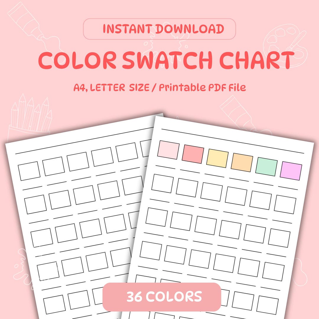 Color Swatch Chart,color Swatch Chart Printable,color Swatch Pages ...