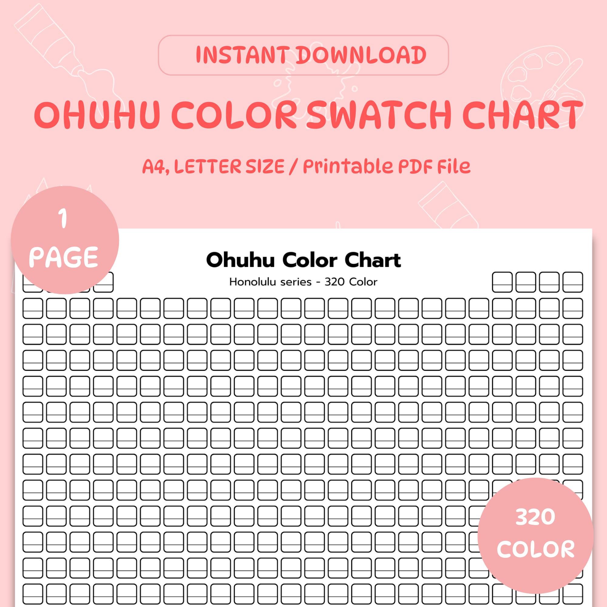Ohuhu Honolulu 320 Marker Swatch Chart: Printable Color Palette (PDF ...