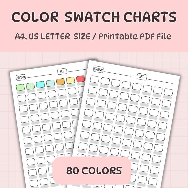 Printable Color Swatch Chart: Marker, Paint, Pencil (PDF) - Etsy Australia