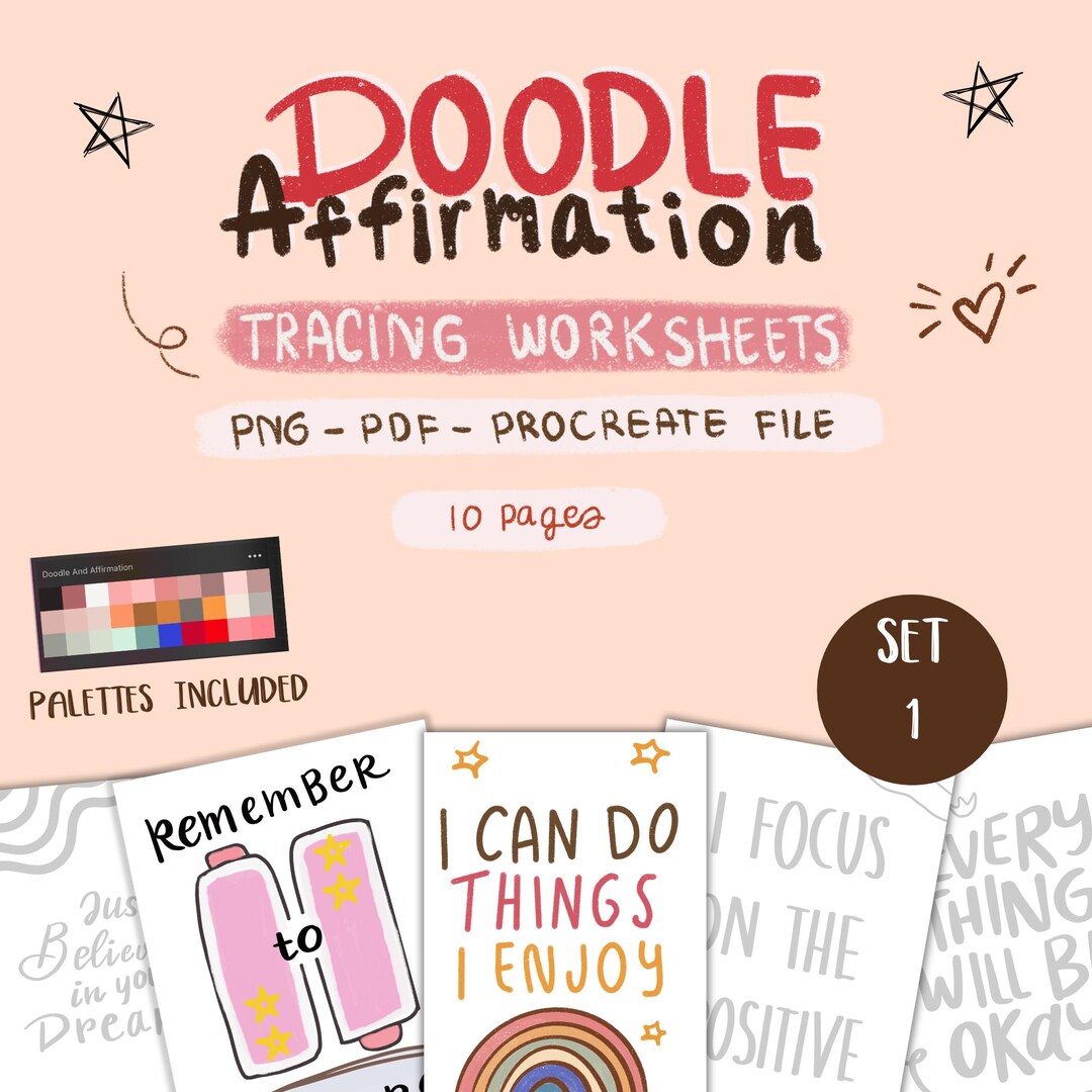 Doodles and Affirmations Tracing,tracing Pages,tracing for Adult ...