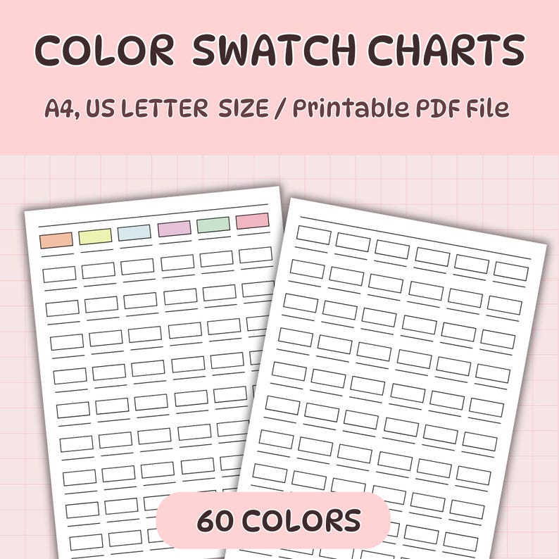 Color Swatch Chart,60color,blank Color Chart,swatch Test,color Swatch ...
