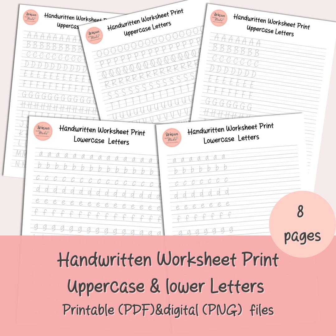 Handwritten Scribble Worksheets, Hand Lettering Alphabet ABC Letter ...