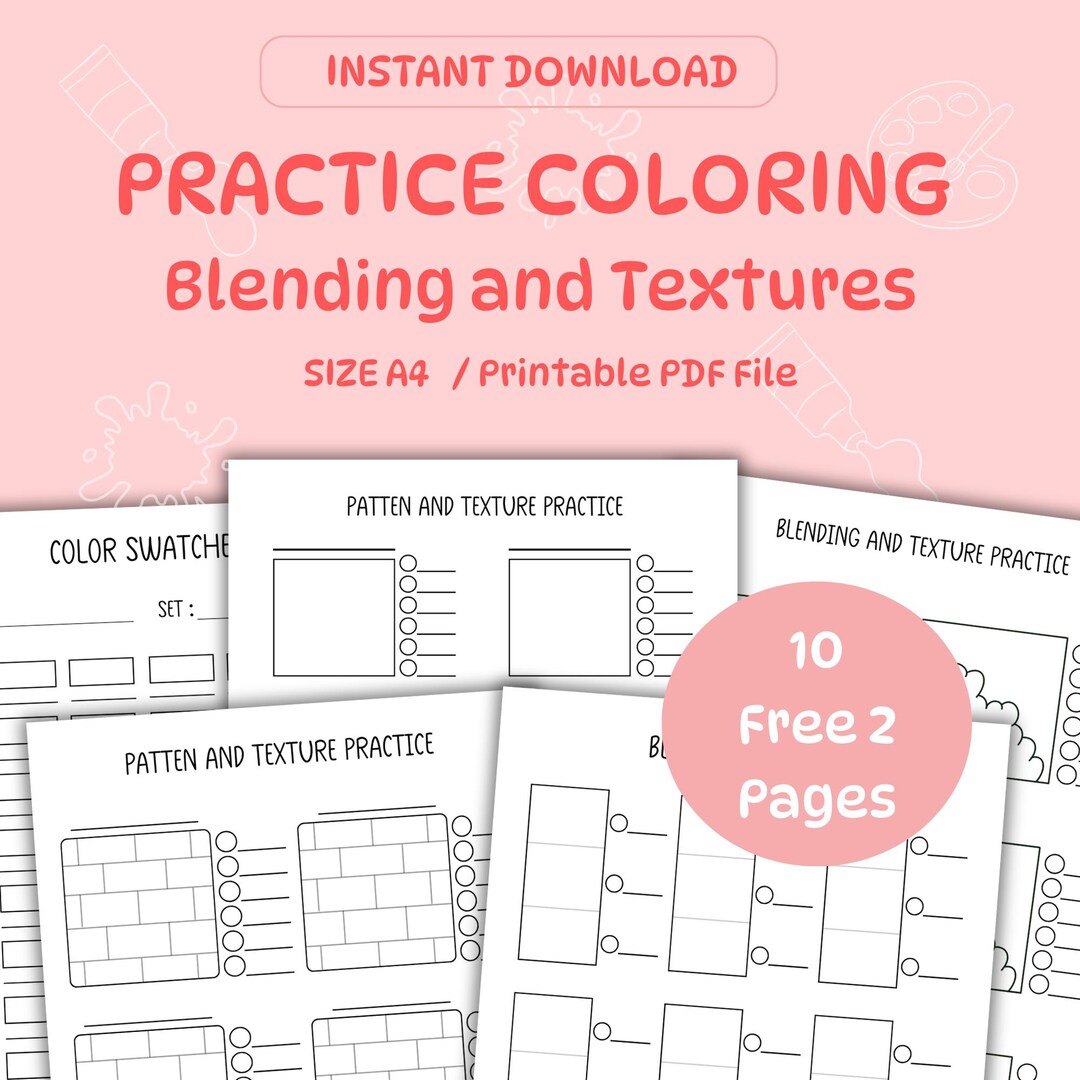 Coloring Practice Book: Blending, Shading & Texture Templates (PDF File ...