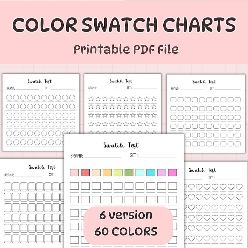 Blank Color Swatch Chart: Marker, Watercolor, Pencil (printable PDF) - Etsy