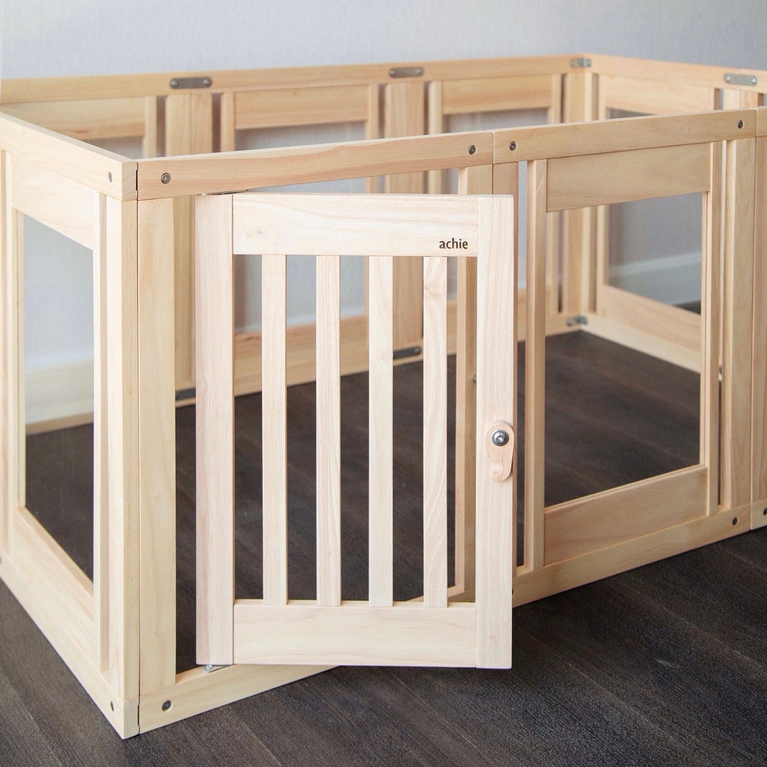 Achie-dog Playpen Indoor (deluxe), Dog Fence, Modern Dog Pen, Wooden ...