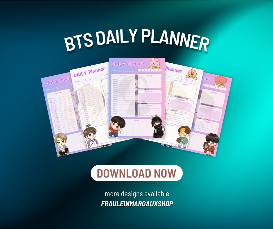 BTS Daily Planner BT21 Daily Planner KPOP Stationery Journal A4 Planner ...