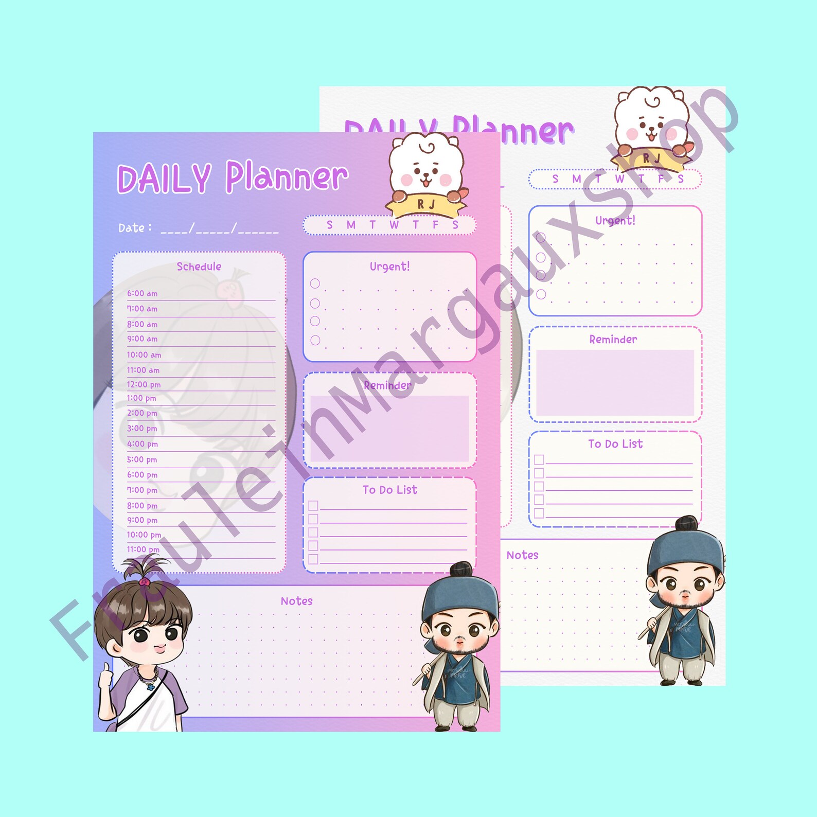 BTS Daily Planner | BT21 Daily Planner | KPOP Stationery Journal | A4 ...