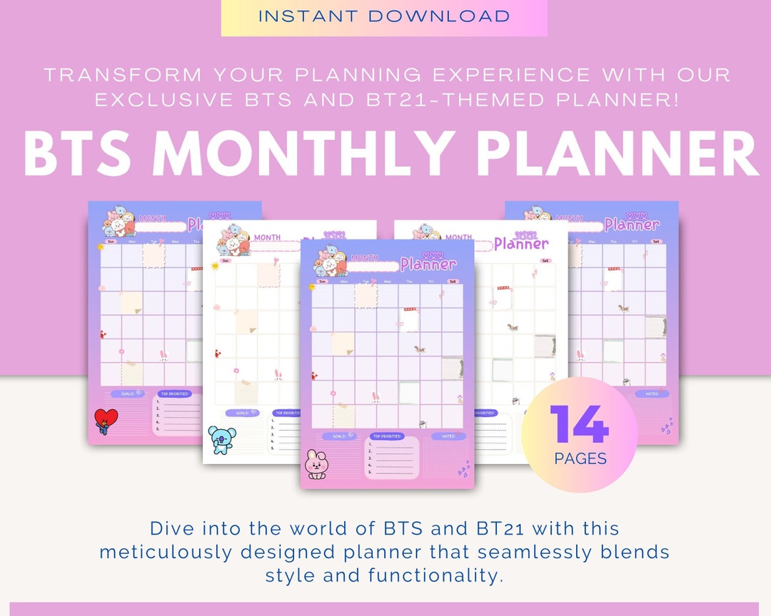 BTS Monthly Planner | BT21 Monthly Planner | KPOP Stationery Journal ...