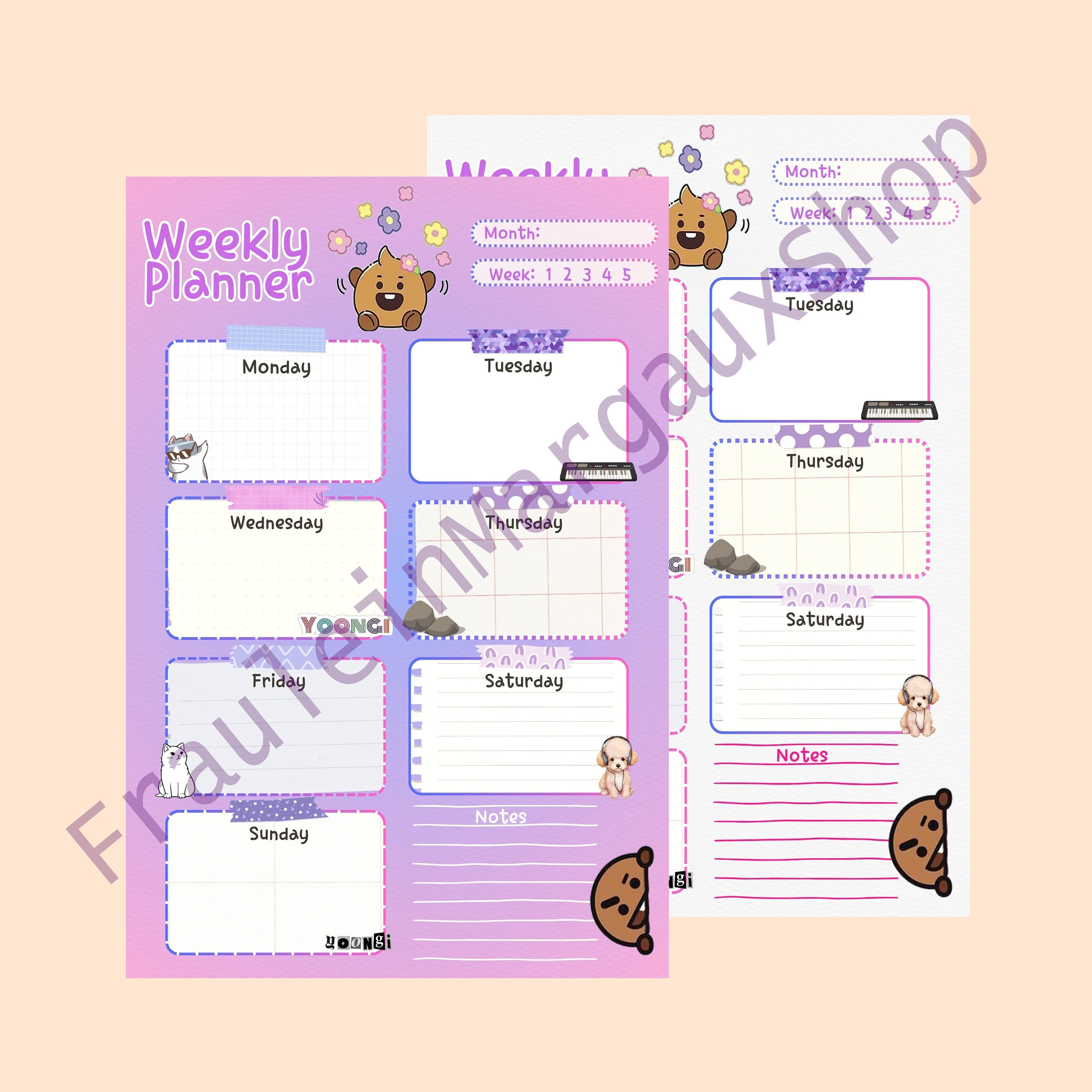 BTS Weekly Planner | BT21 Weekly Planner | KPOP Stationery Journal ...