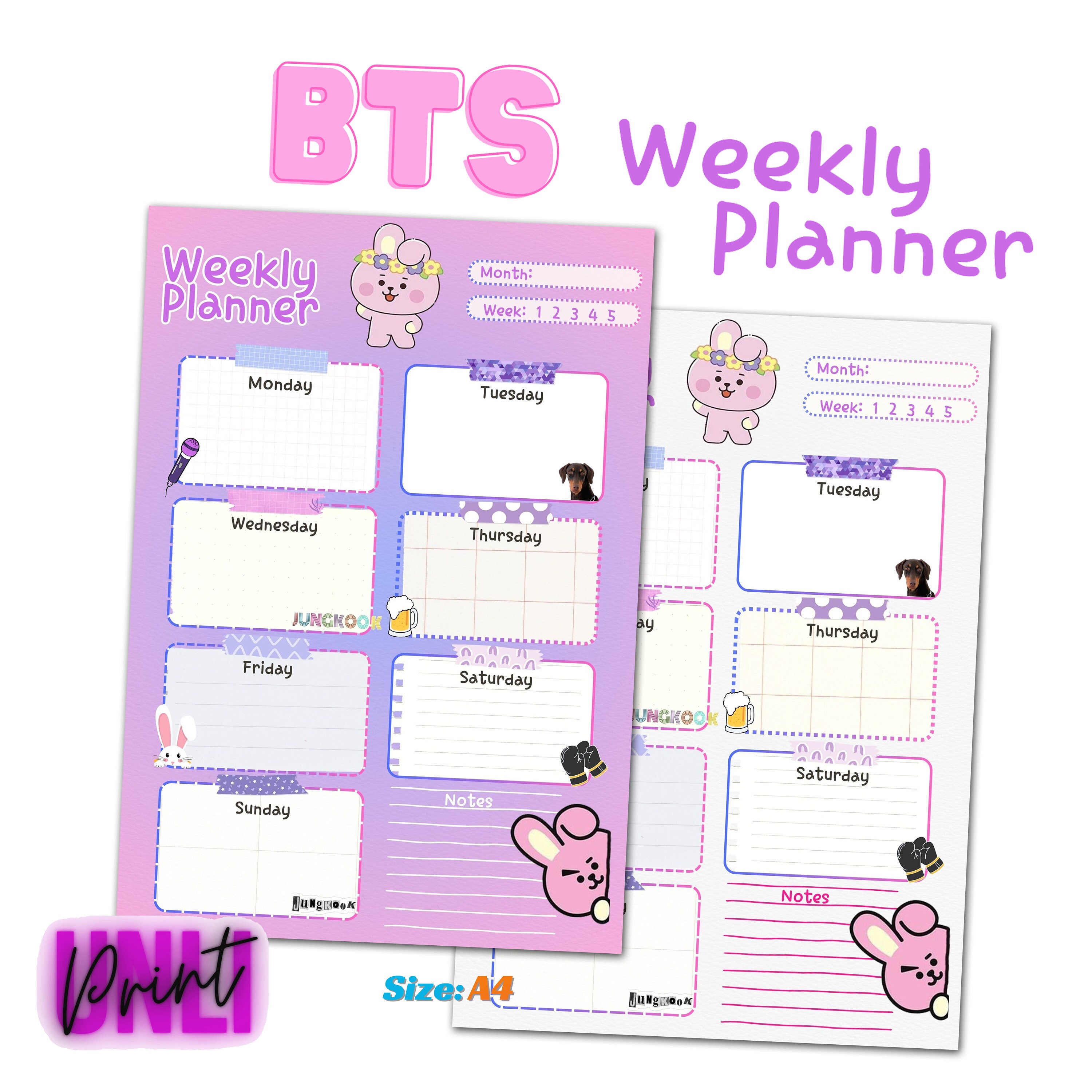 BTS Weekly Planner BT21 Weekly Planner KPOP Stationery Journal ...