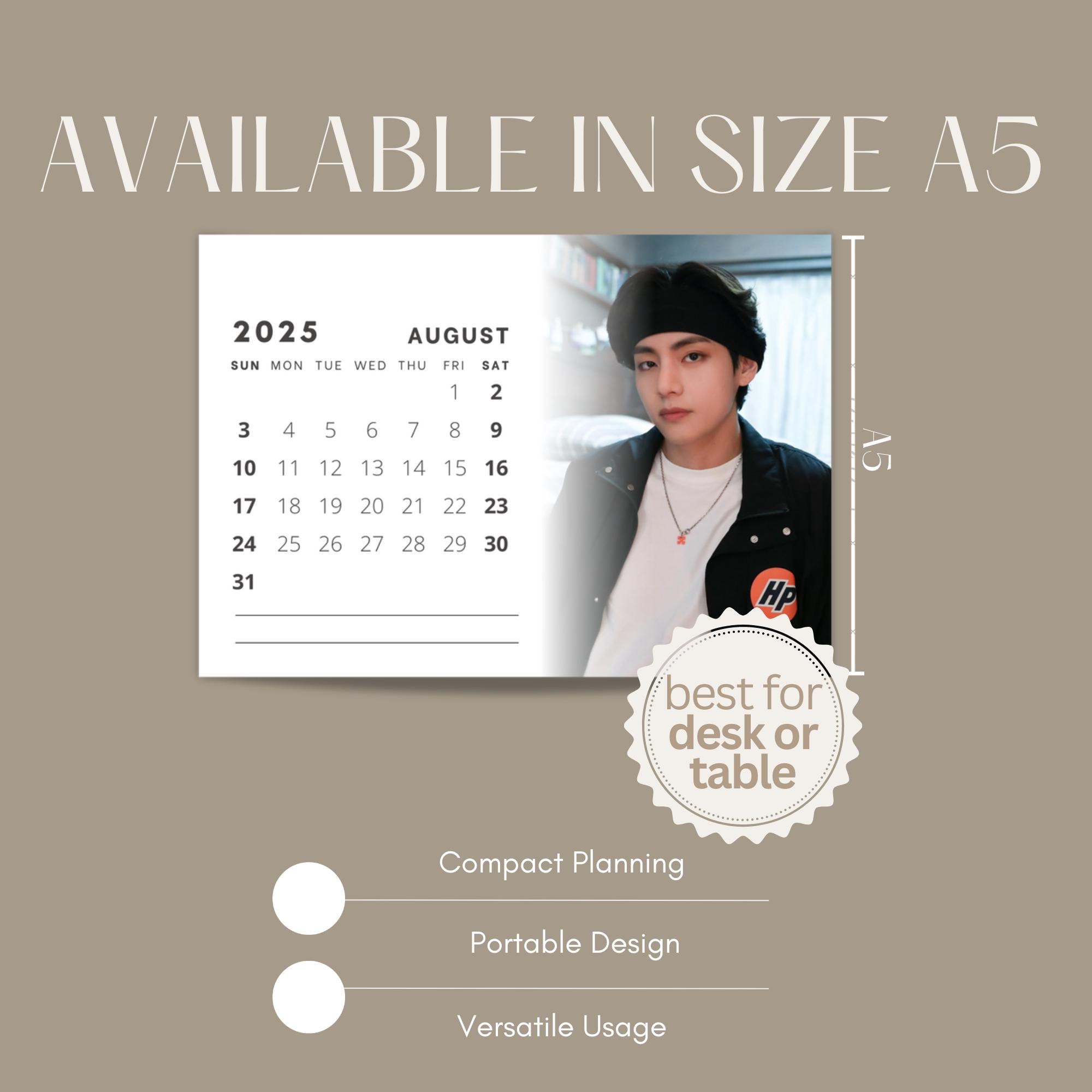 BTS V Calendar 2025 | Kim Taehyung Desk Calendar 2025 | Digital Calendar | Printable Instant ...