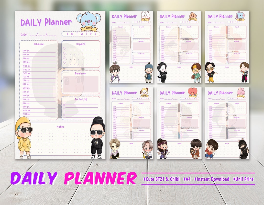 BTS Daily Planner BT21 Daily Planner KPOP Stationery Journal A4 Planner ...