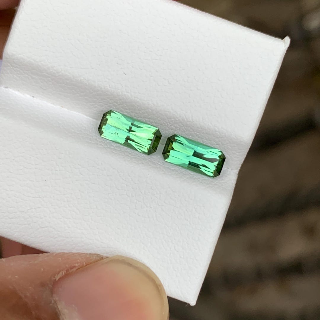 Green Tourmaline Pair Scissor Cut - Etsy