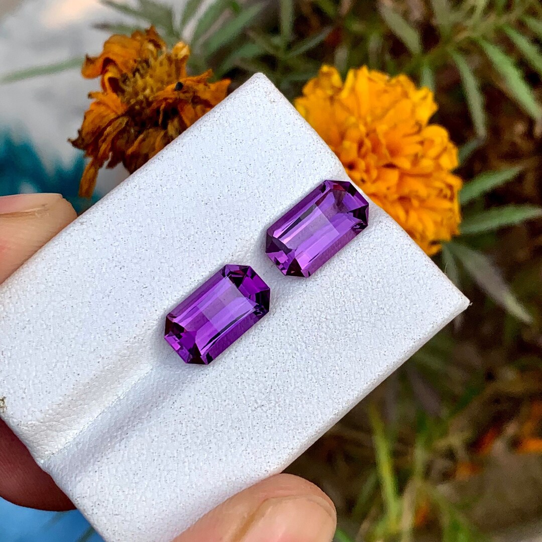 Pixel Cut Amethyst Pair - Etsy