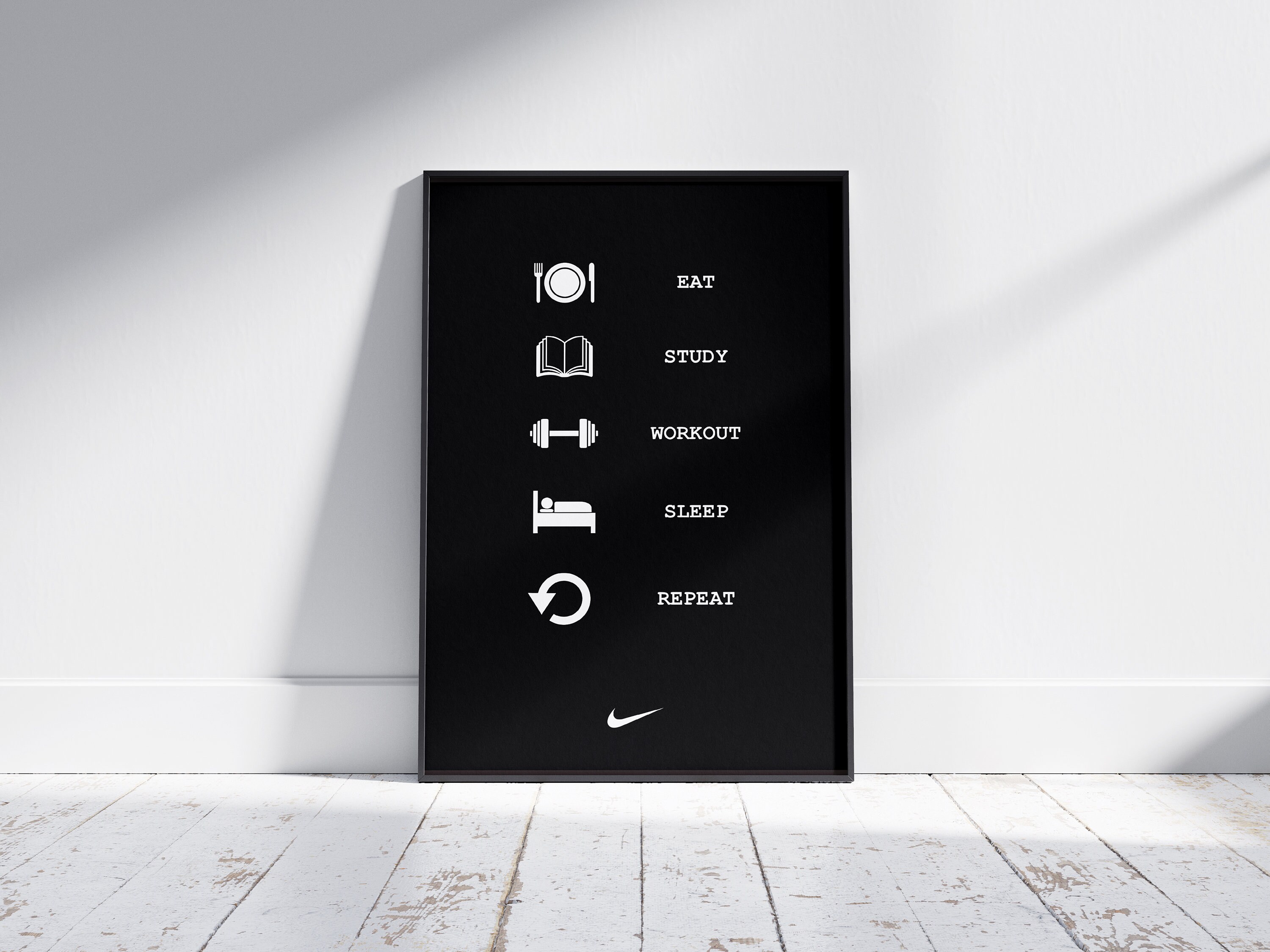 Set of 3 Nike Decoration, Nike Poster Motivational Quote BLACK DESIGN ...