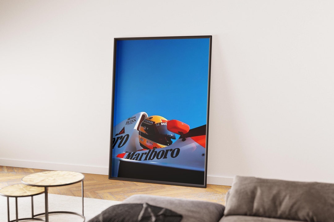 F1 Ayrton Senna Poster, Mclaren, Marlboro, Formula 1, Vintage Wall Art ...