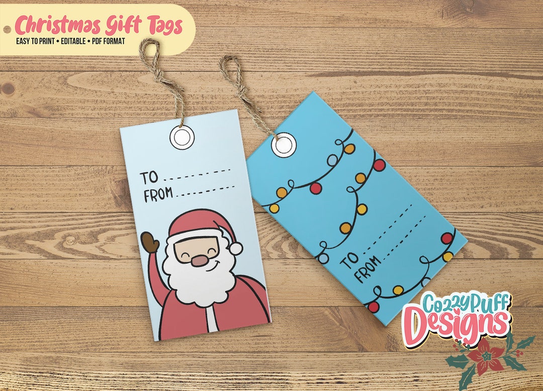 Printable Christmas Gift Tags DIY Tags Festive Designs Holiday Labels ...