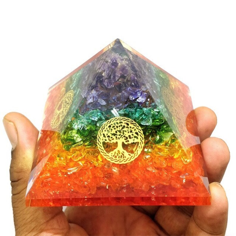 7 Chakra Orgone Pyramid - Tree of Life - Etsy