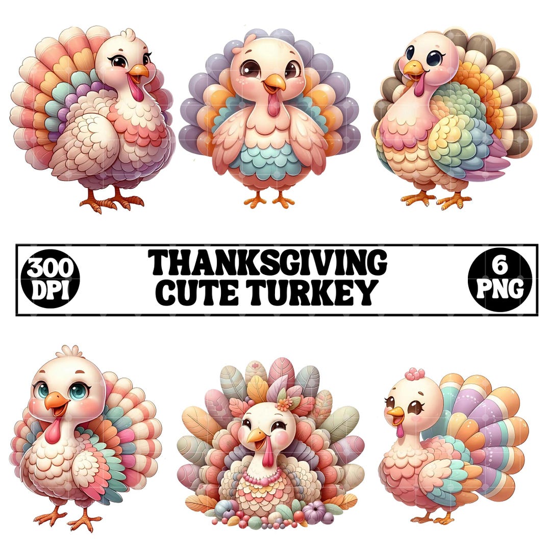 Retro Pastel Bohemian Turkey Clipart Set | 6 High-resolution Pngs ...