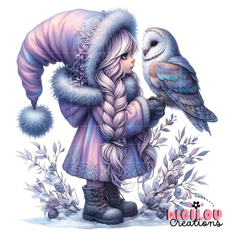 Winter Gnome With Owl Clipart | 10 High-quality 300 DPI Jpegs | Winter ...