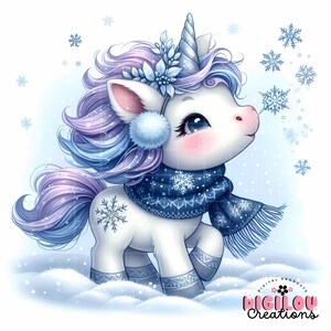 Christmas Watercolor Winter Unicorn Clipart 10 High-quality 300 DPI ...