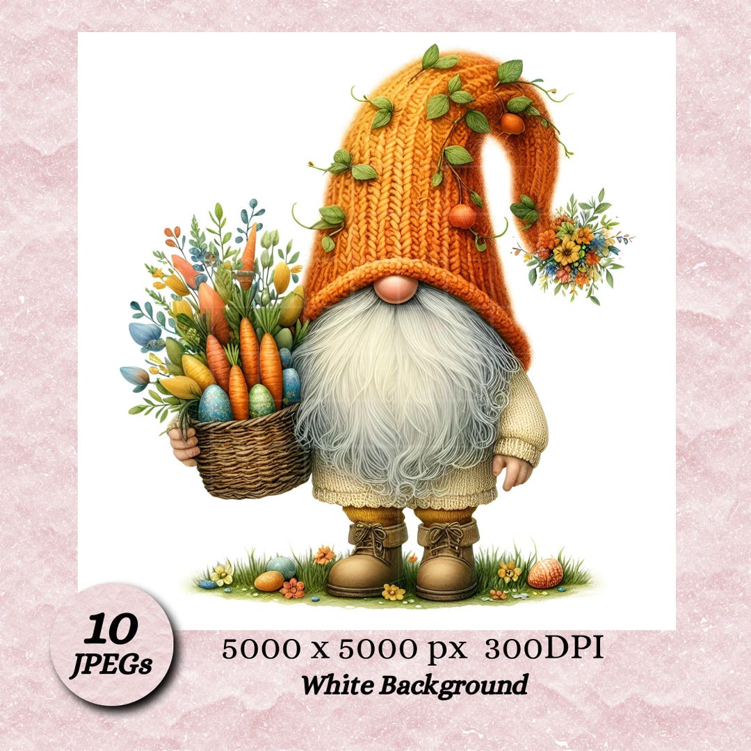 Easter Gnome Clipart | Easter Carrot Gnome | Set of 10 High Quality 300 ...