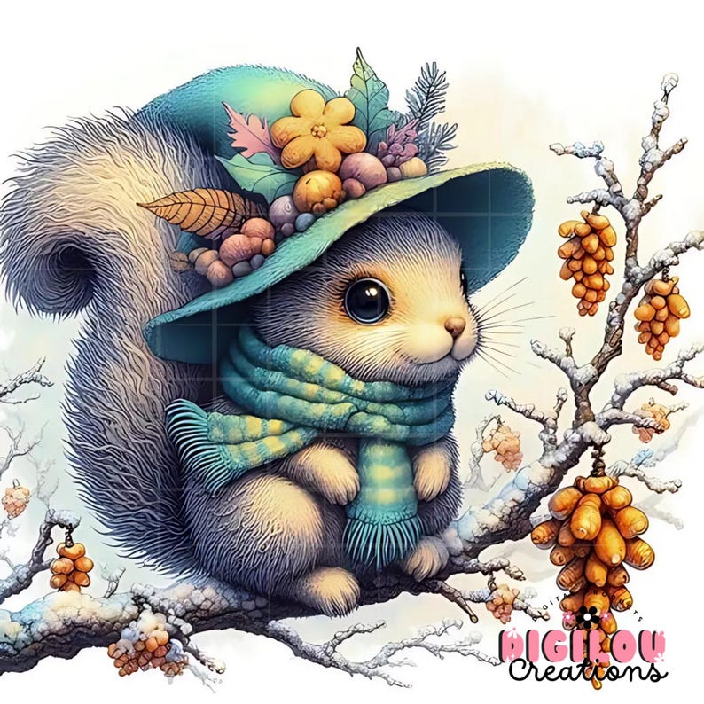 Winter Woodland Squirrel Clipart | 10 High-quality 300 DPI Jpegs ...