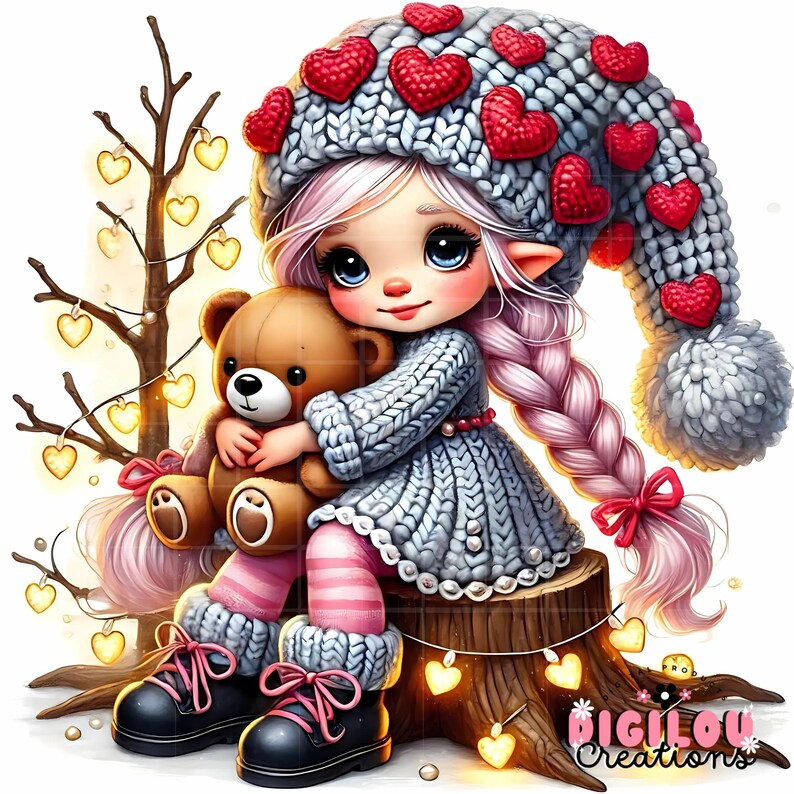 Valentines Gnome Clipart Set of 10 High-quality 300 DPI Jpegs Whimsical ...