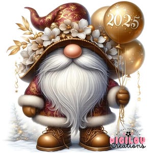 Whimsical New Year Gnome Clipart Set 10 High-quality 300 DPI Jpegs Cute ...