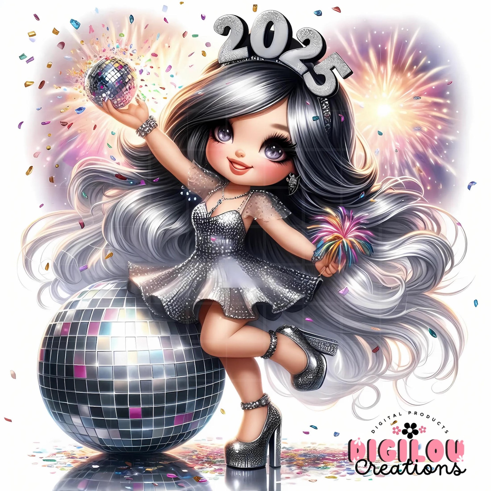 Gnome Disco Ball 2025 Clipart 10 High-quality 300 DPI Jpegs Whimsical ...