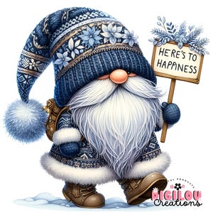 Watercolor Winter Gnome New Year Clipart 10 High-quality 300 DPI Jpegs ...