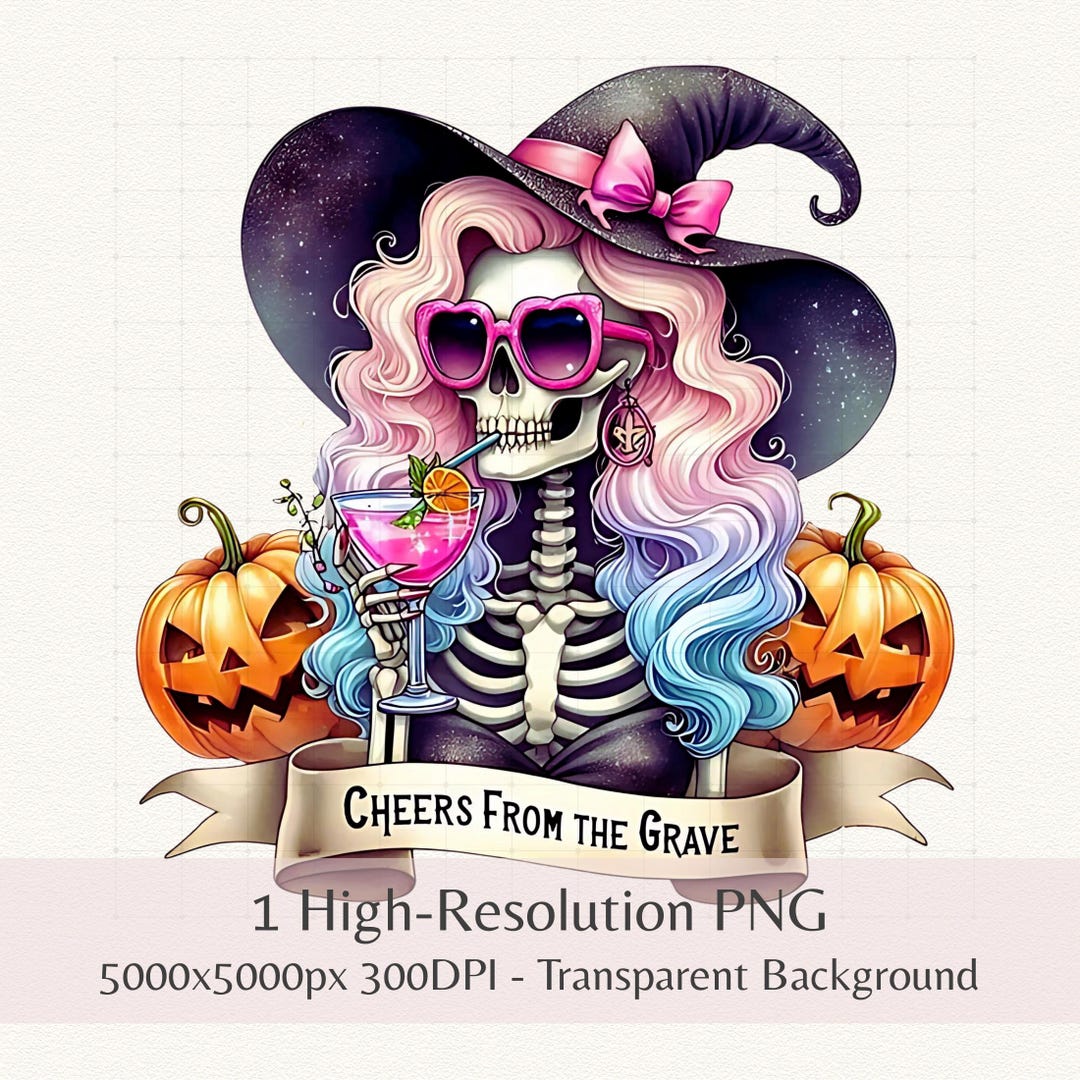 Skeleton Cocktail Cheers From the Grave PNG Clipart, Halloween ...