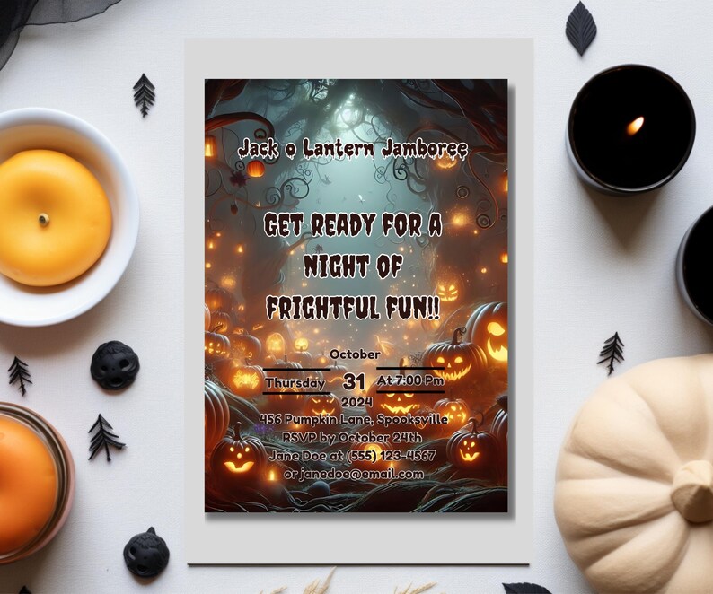 Editable Spooky Dark Forest With Jack O Lantern Jamboree Halloween ...