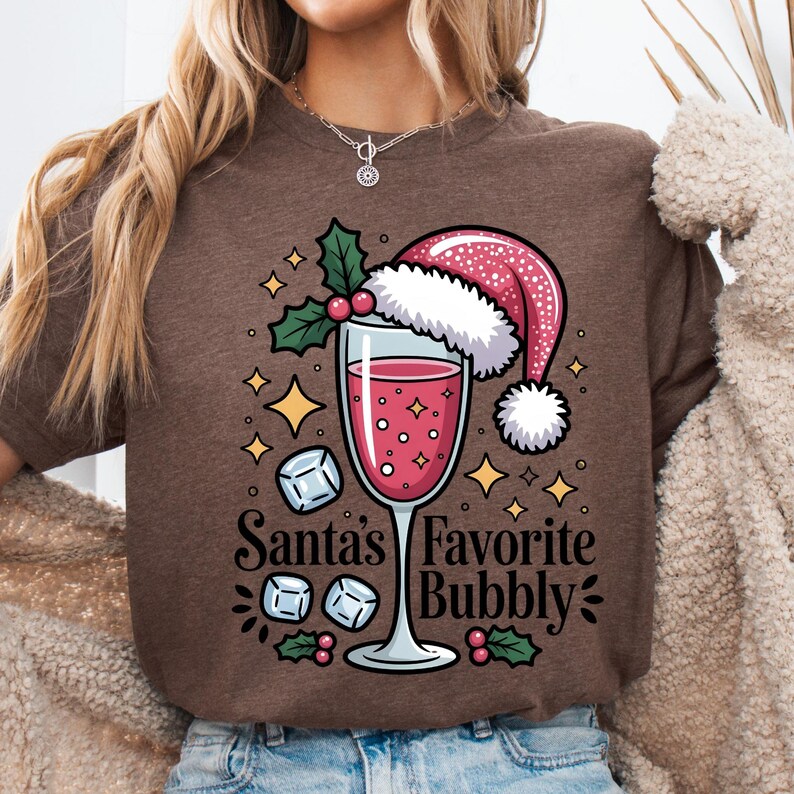 Santa’s Favorite Bubbly PNG: Christmas Champagne Sublimation Design ...