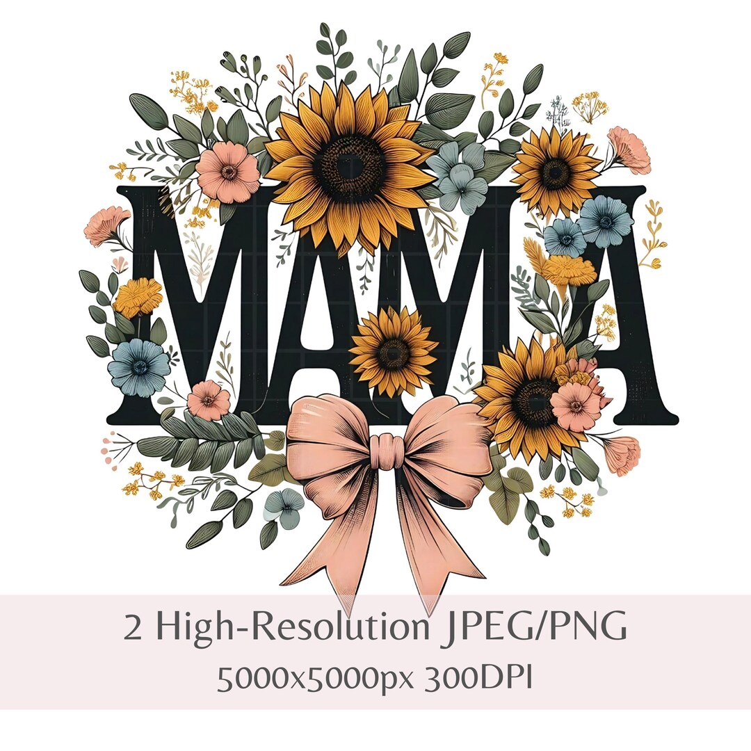 Floral Mother’s Day Clipart, Mama PNG, 2 High-quality PNG/JPEG, Mama ...