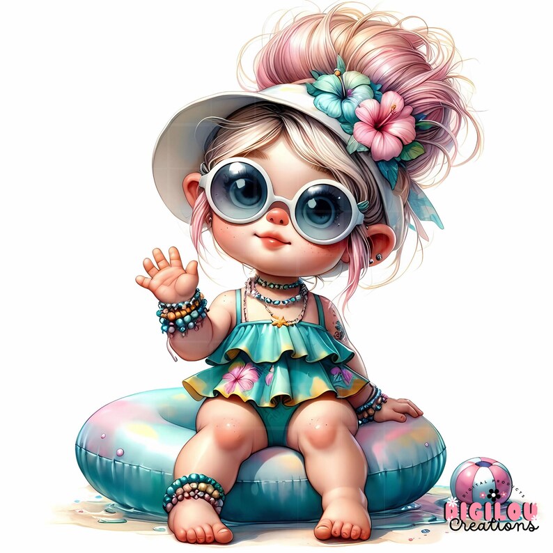 Summer Gnome Girl Clipart, Pool Gnome Clipart, 10 High-res Jpegs ...