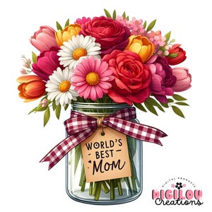 Mother's Day Flower Jar Clipart, Mom Floral Mason Jar, 10 High-quality ...